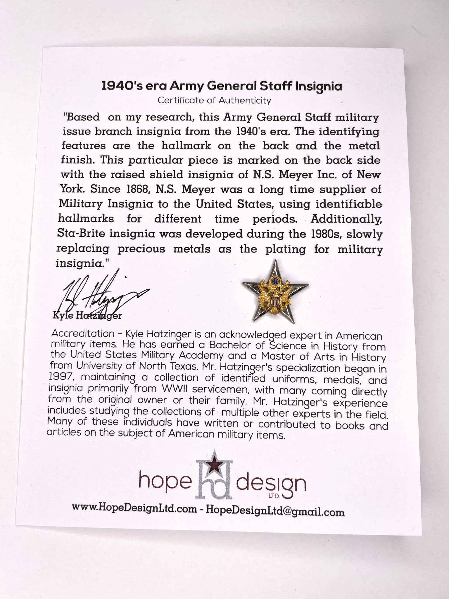 Vintage WWII U.S. Army Insignia Gift Set – Hope Design Ltd