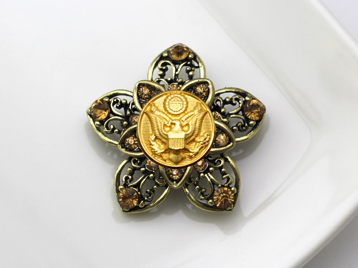 Military Button Brooch 14J – Hope Design Ltd