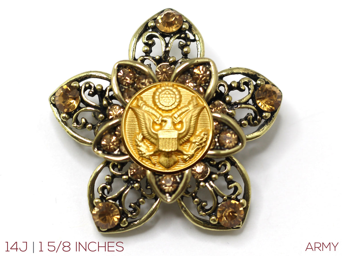 Military Button Brooch 14J – Hope Design Ltd